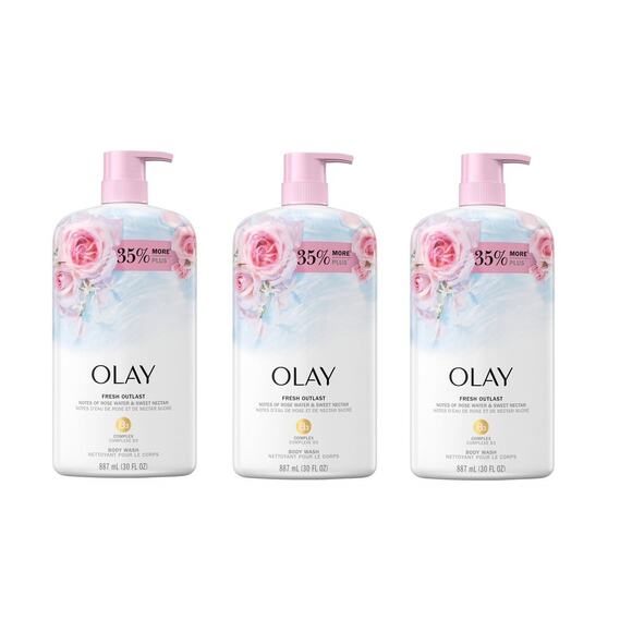 OLAY | Bath & Body | New 3 Pack Olay Fresh Outlast Body Wash Rose Water Sweet Nectar 3 Oz Each ...